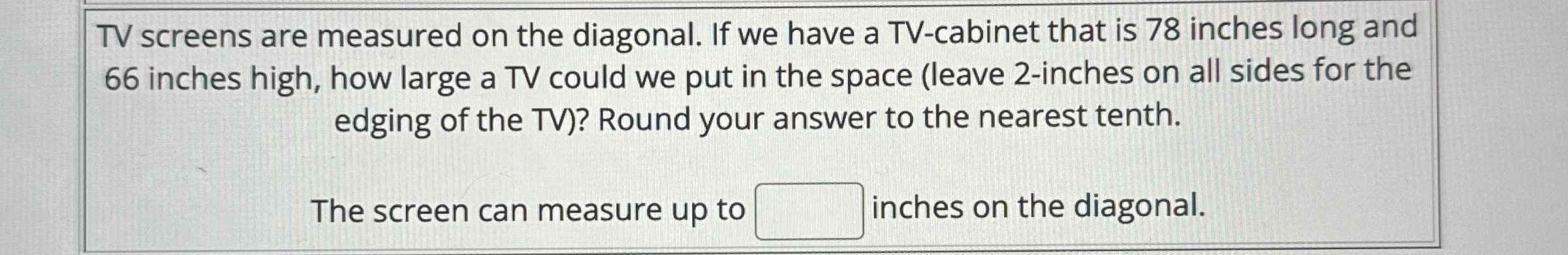 Solved TV screens are measured on the diagonal. If we have a | Chegg.com