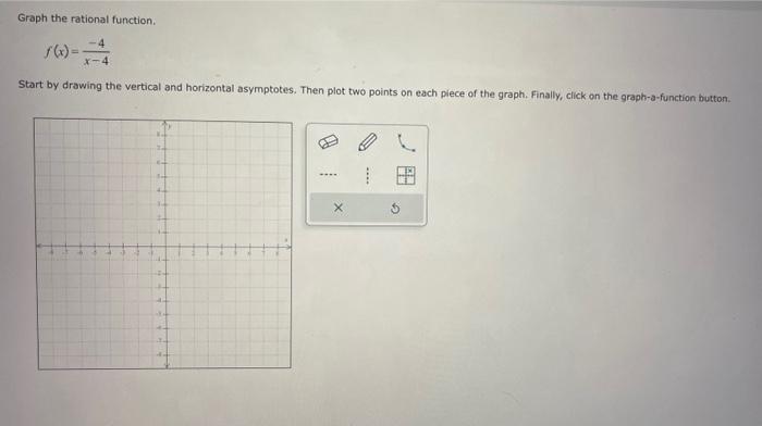 Solved Graph the rational function. f(x)=x−4−4 Start by | Chegg.com
