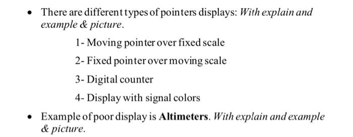 Solved • There are different types of pointers displays: | Chegg.com