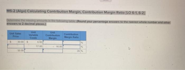 Solved M6-2 (Algo) Calculating Contribution Margin, | Chegg.com