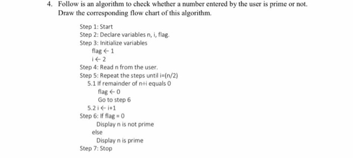 Solved 4. Follow is an algorithm to check whether a number | Chegg.com