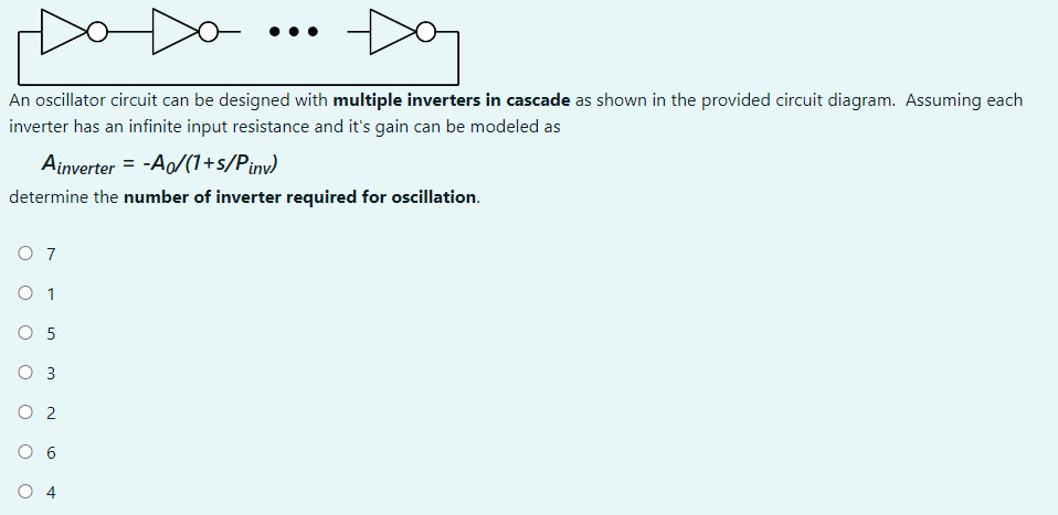 Solved An oscillator circuit can be designed with multiple | Chegg.com