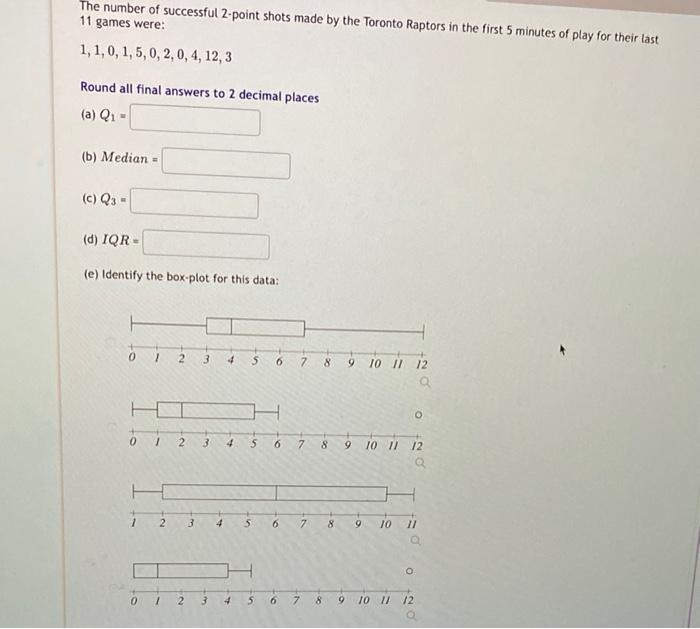 Solved The number of successful 2-point shots made by the | Chegg.com