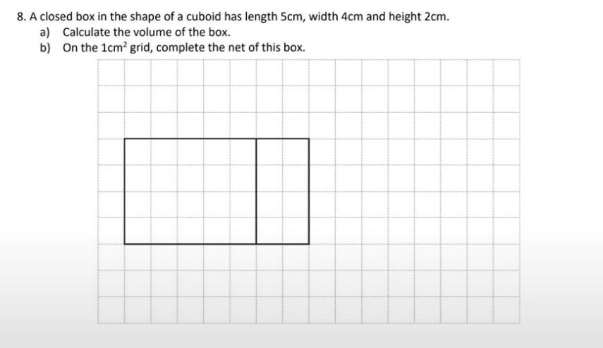 Solved 8. A closed box in the shape of a cuboid has length | Chegg.com