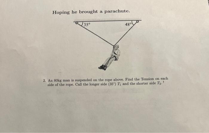 Solved Hoping he brought a parachute. 2. An 80 kg man is | Chegg.com