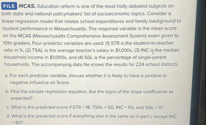 MCAS. Education reform is one of the most hotly | Chegg.com
