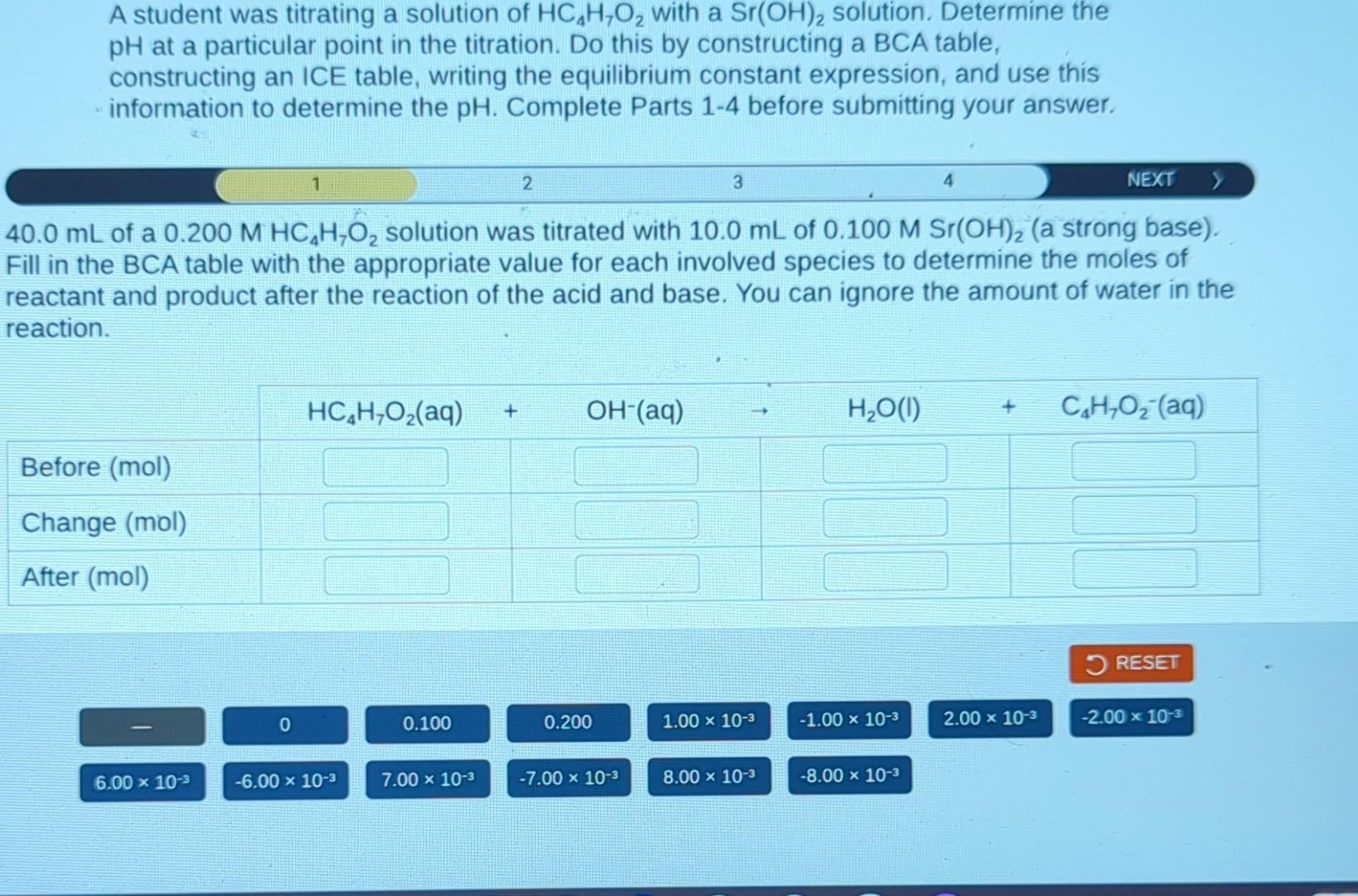 Solved A student was titrating a solution of HC4H7O2 with a | Chegg.com