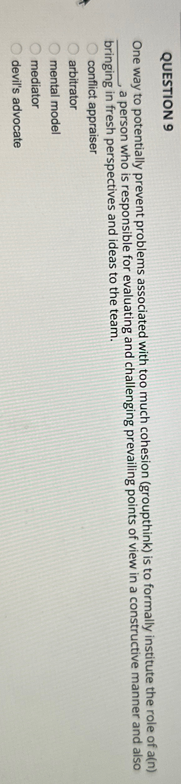 Solved QUESTION 9One way to potentially prevent problems | Chegg.com