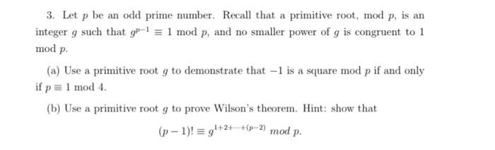 Solved 3. Let p be an odd prime number. Recall that a | Chegg.com