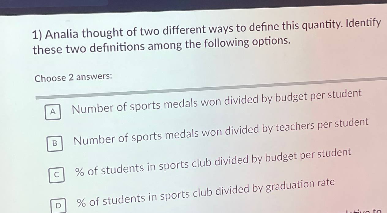 Solved Analia thought of two different ways to define this | Chegg.com
