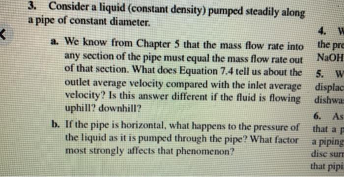Solved the pro 3. Consider a liquid (constant density) | Chegg.com