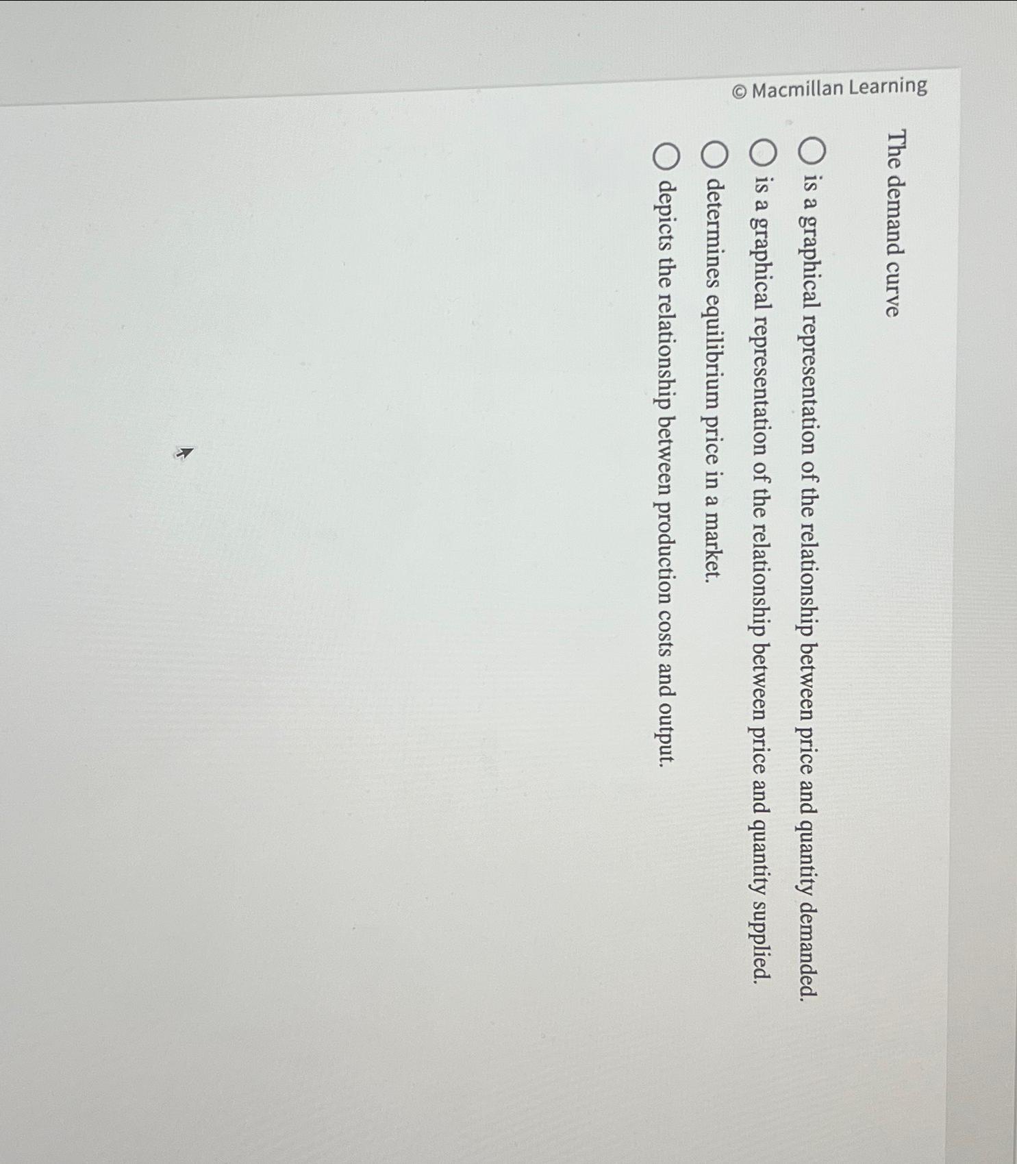 Solved 亭 ﻿The demand curveis a graphical representation of | Chegg.com