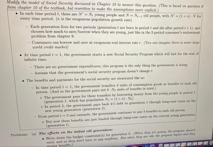 Solved the model of Social Security discussed in Chapter 10 | Chegg.com