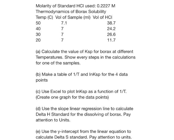 Solved Molarity of Standard HCI used: 0.2227 M | Chegg.com