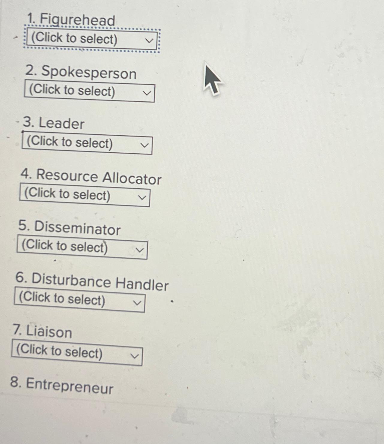 Solved Figurehead(Click to select)SpokespersonLeaderResource | Chegg.com
