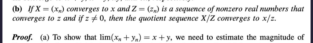 Solved (b) ﻿If x=(xn) ﻿converges to x ﻿and Z=(zn) ﻿is a | Chegg.com
