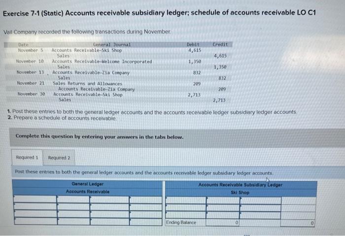Solved Exercise 7 1 Static Accounts Receivable Subsidiary 