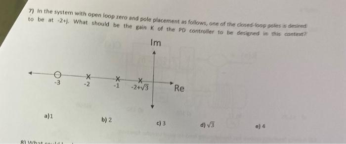 Solved 7) In the system with open loop zero and pole | Chegg.com