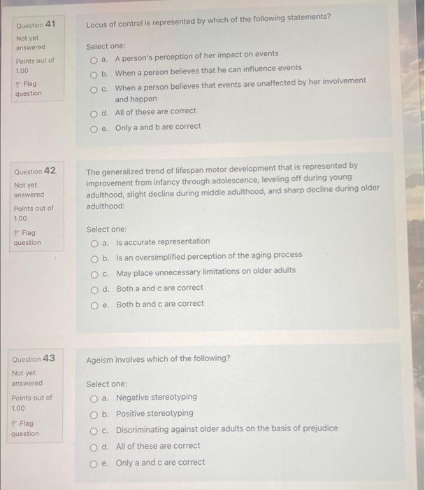 Solved Question 41 Locus of control is represented by which | Chegg.com