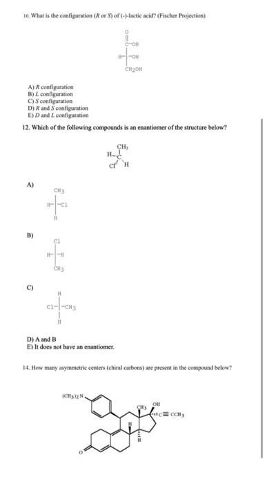 Solved 10. What is the configuration ( R or S ) of | Chegg.com Solved 10. What is the configuration ( R or S ) of | Chegg.com