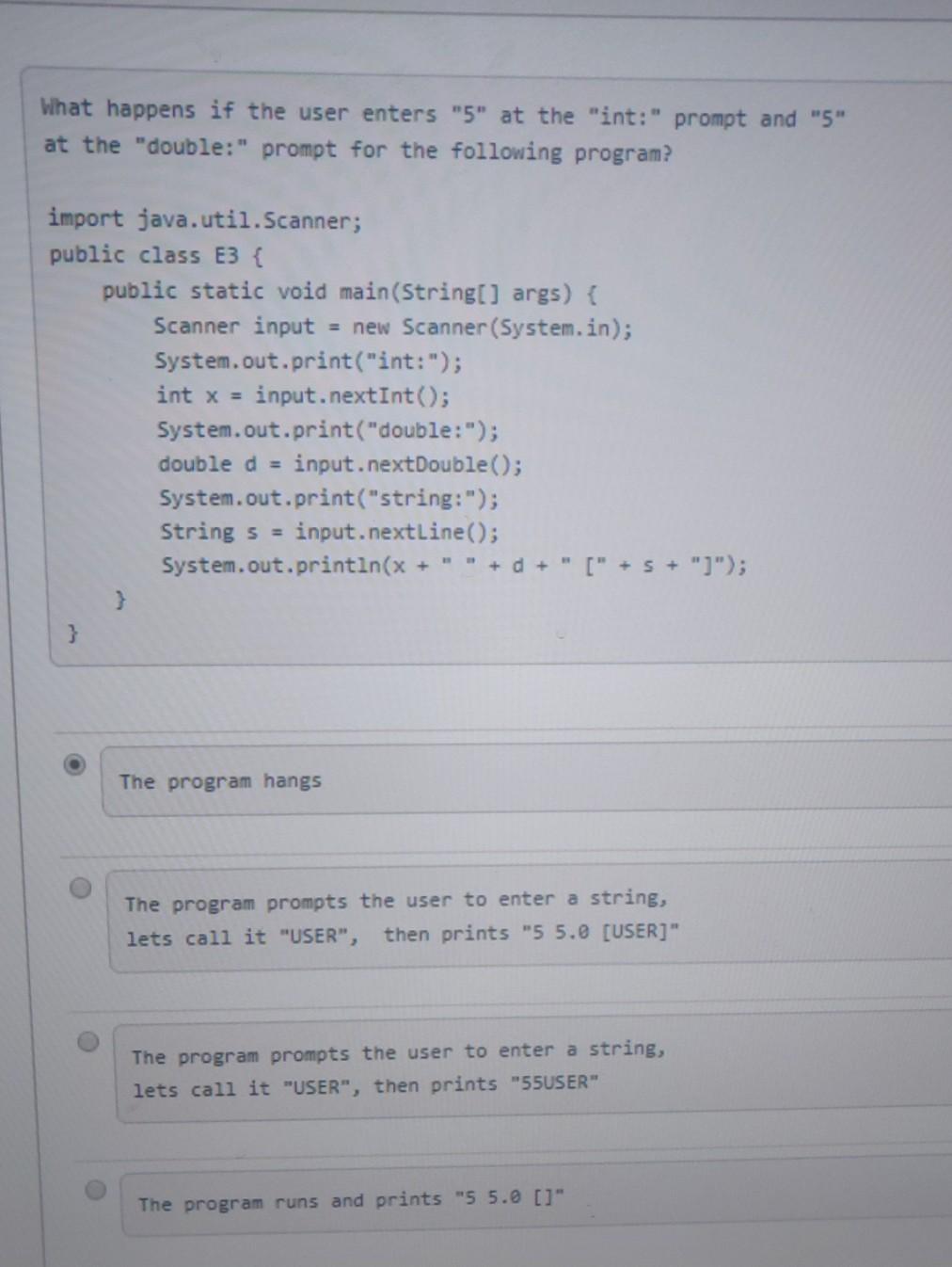 Solved What happens if the user enters "5" at the "int:" | Chegg.com