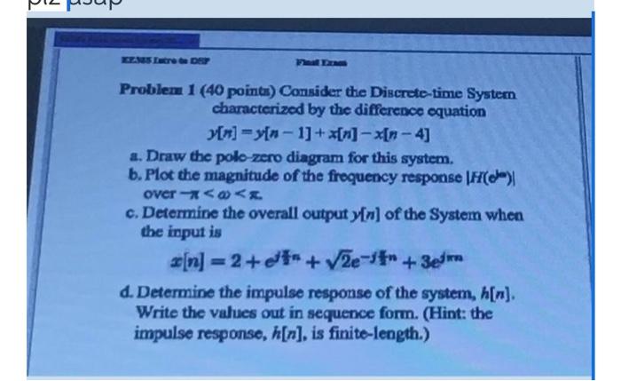 Solved EESEED Problem 1 (40 points) Consider the | Chegg.com