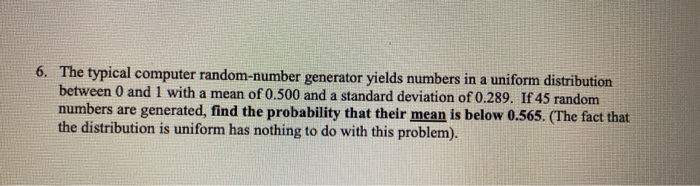 Solved 6. The typical computer random-number generator | Chegg.com