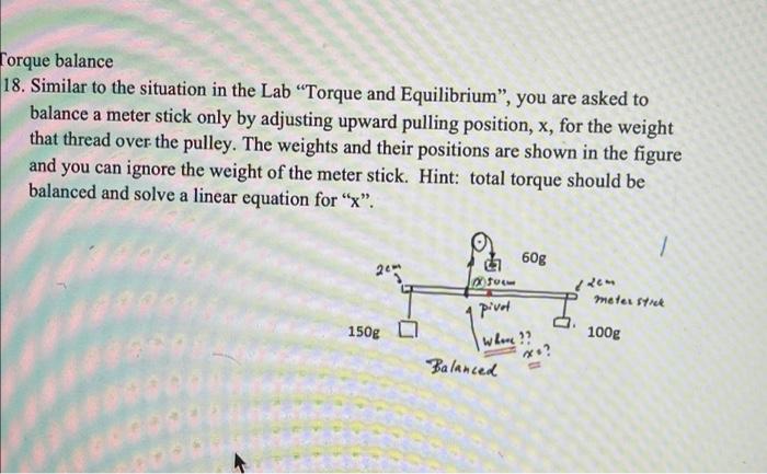 Solved Torque balance 18. Similar to the situation in the | Chegg.com