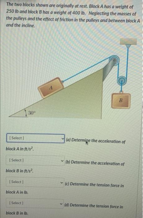 Solved The two blocks shown are originally at rest. Block A | Chegg.com