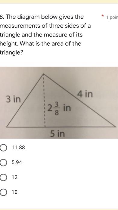 Solved 8. The diagram below gives the measurements of three | Chegg.com