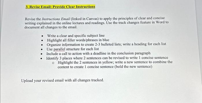 3. Revise Email: Provide Clear Instructions Revise | Chegg.com