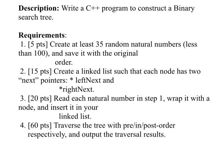 Description: Write a C++ program to construct a | Chegg.com