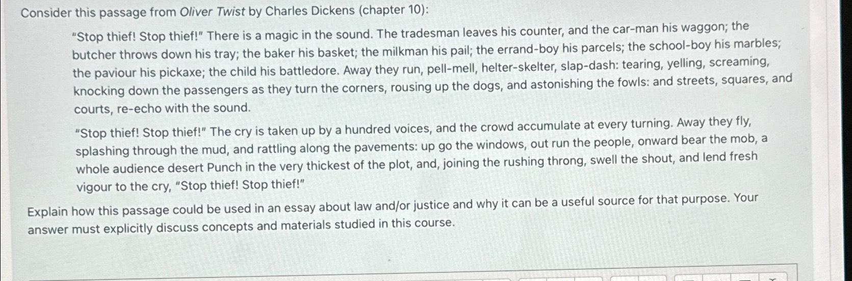 Solved Consider this passage from Oliver Twist by Charles | Chegg.com