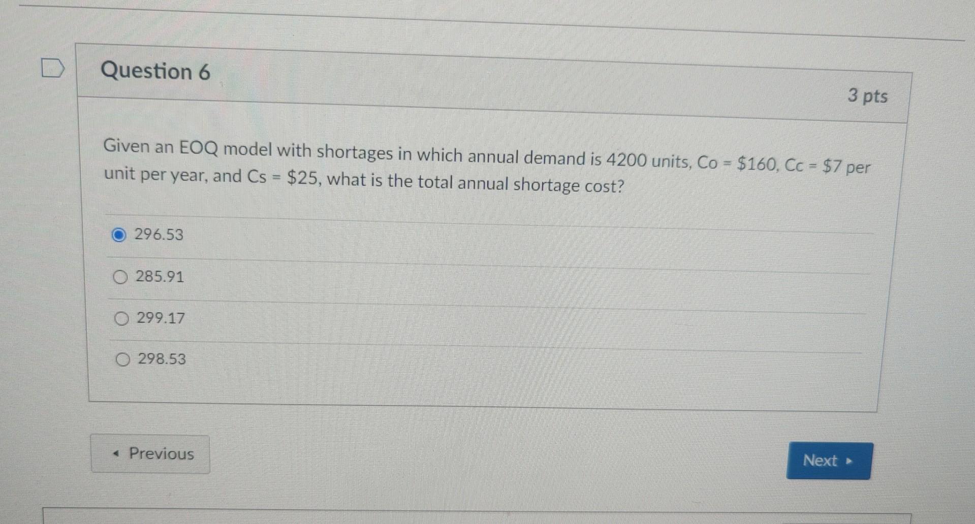 Solved Given an EOQ model with shortages in which annual | Chegg.com