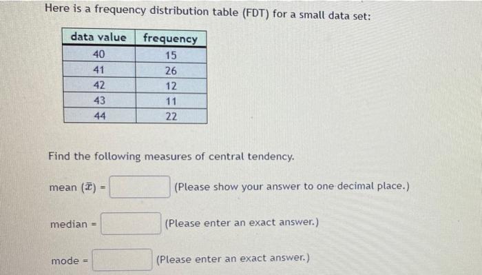 Solved Here is a frequency distribution table (FDT) for a | Chegg.com