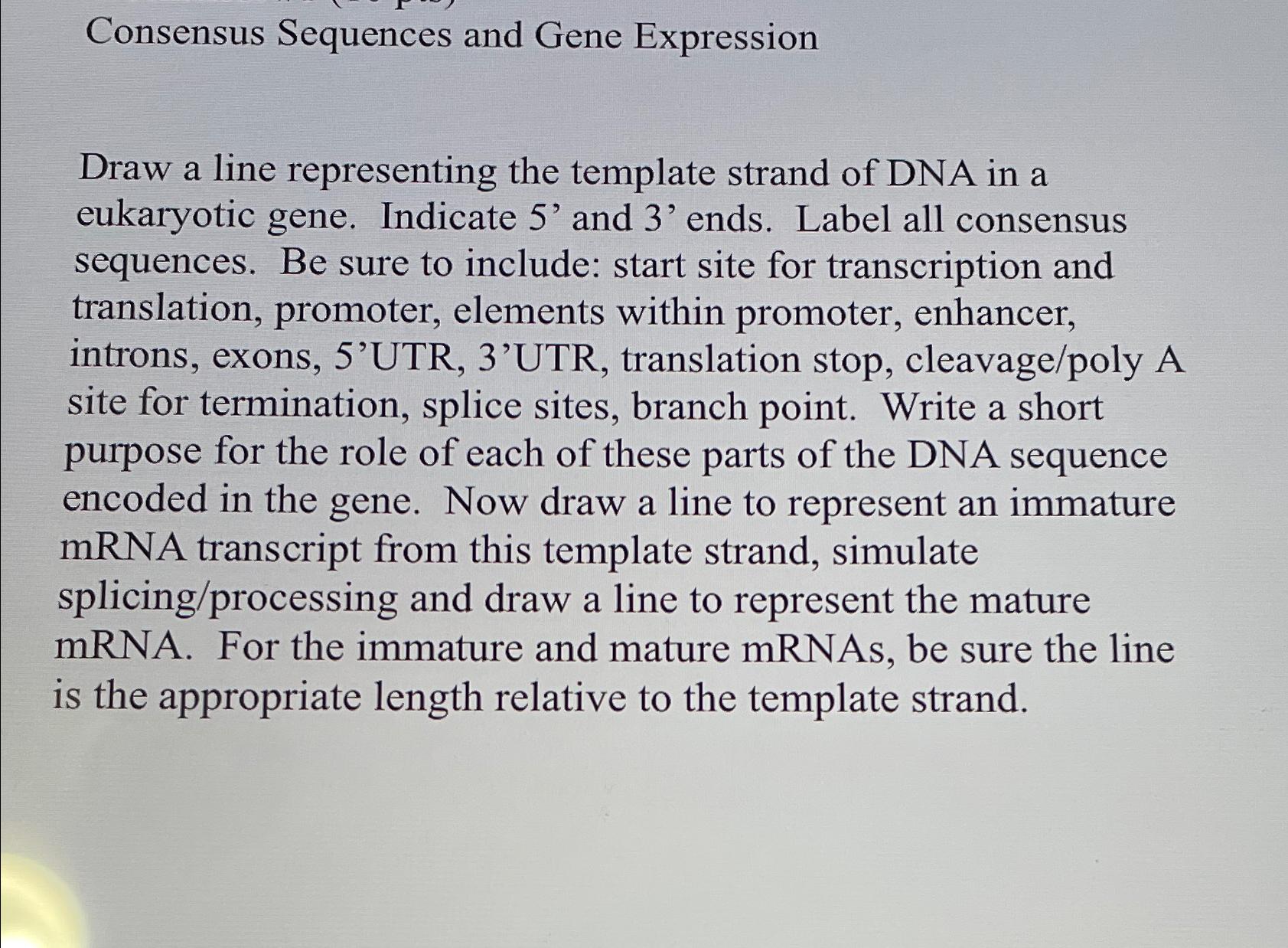Solved Consensus Sequences and Gene ExpressionDraw a line | Chegg.com