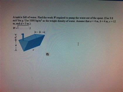 Solved A tank is full of water Find the work W required to | Chegg.com