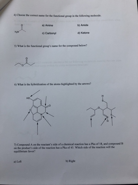 Solved 4) Choose the correct name for the functional group | Chegg.com