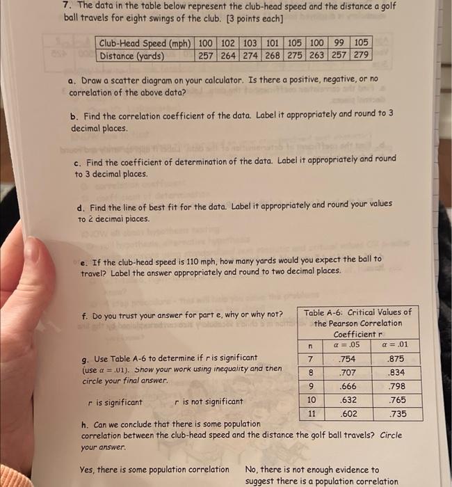 Solved 7. The data in the table below represent the | Chegg.com