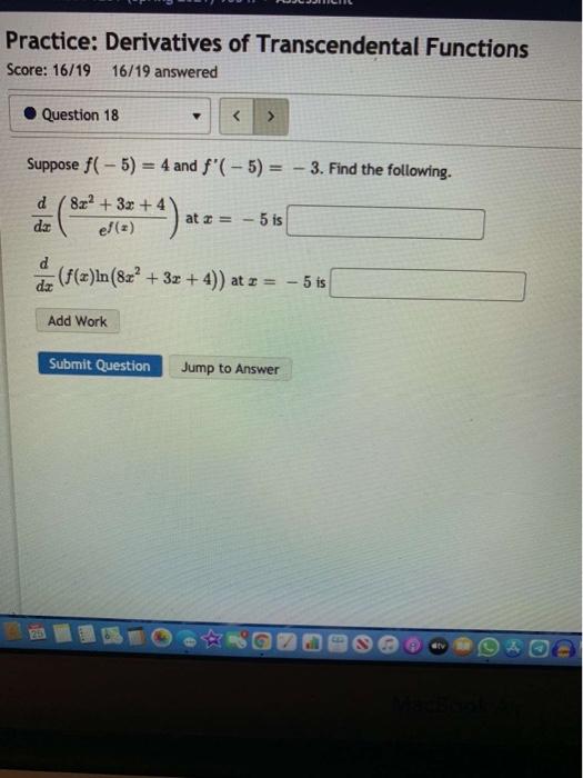 Solved Practice: Derivatives of Transcendental Functions | Chegg.com