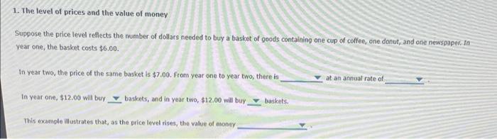 Solved 1. The level of prices and the value of money Suppose | Chegg.com