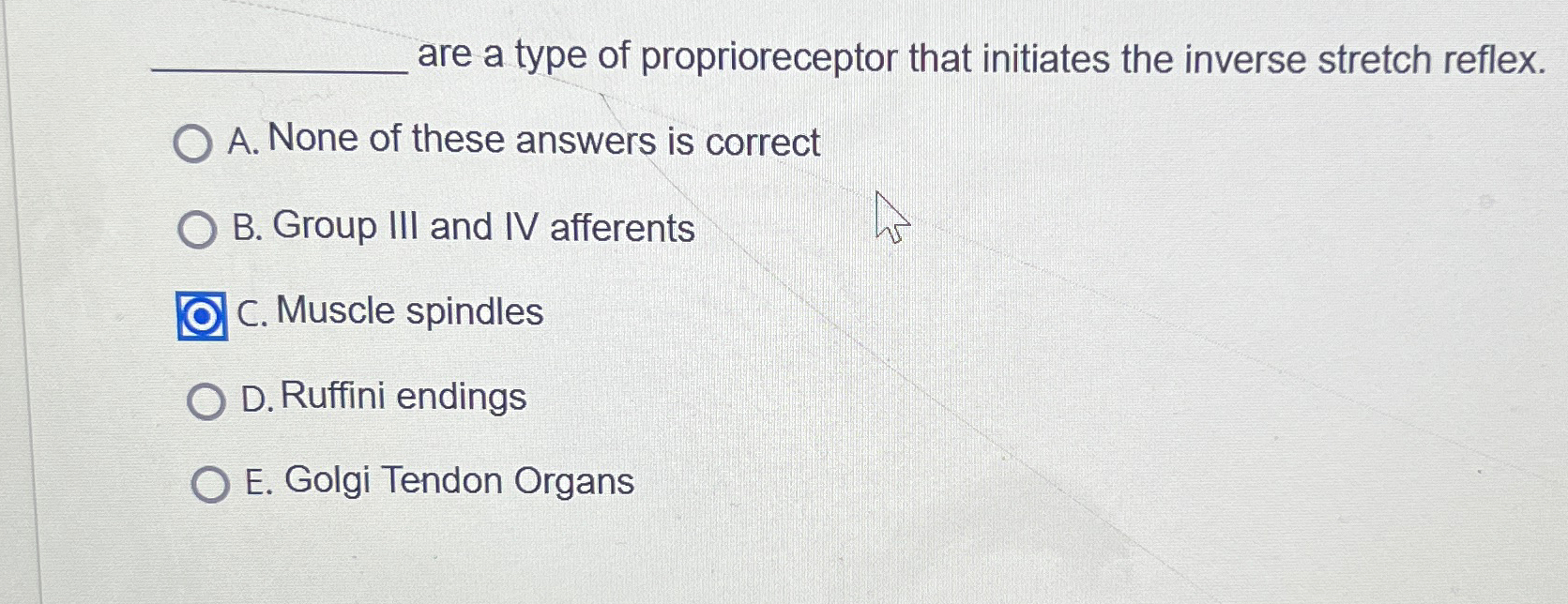 Solved ﻿are a type of proprioreceptor that initiates the | Chegg.com