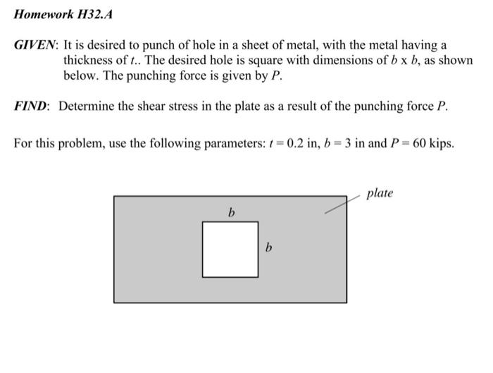 Solved GIVEN: It is desired to punch of hole in a sheet of | Chegg.com