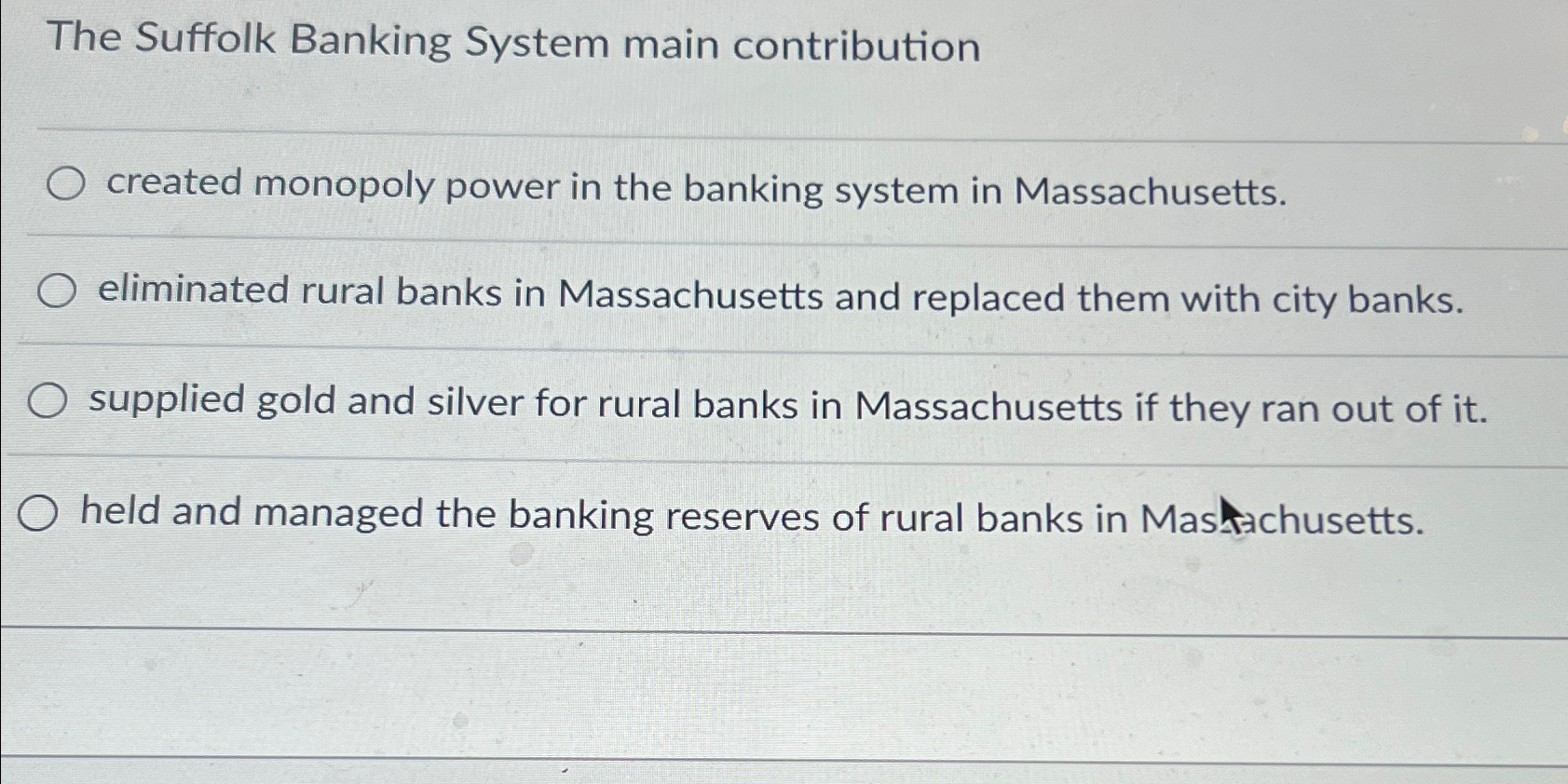 Solved The Suffolk Banking System main contributioncreated | Chegg.com
