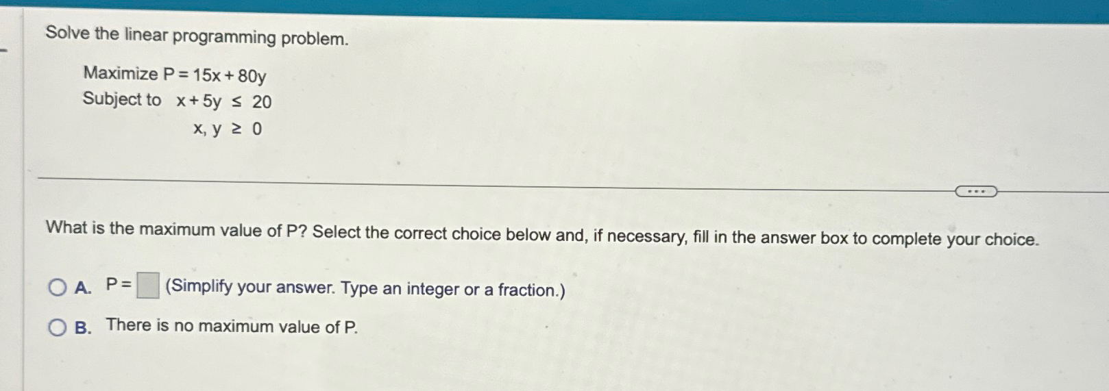 Solved Solve the linear programming problem. ﻿Maximize | Chegg.com