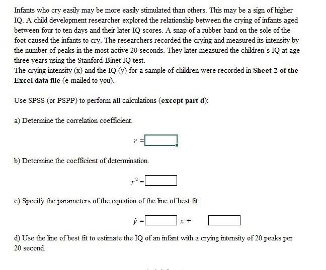 Solved Infants who cry easily may be more easily stimulated | Chegg.com
