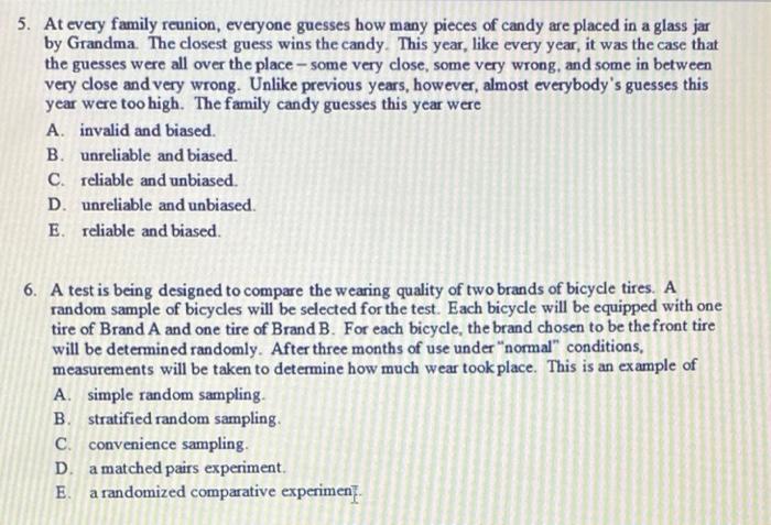 Solved 5. At every family reunion, everyone guesses how many | Chegg.com