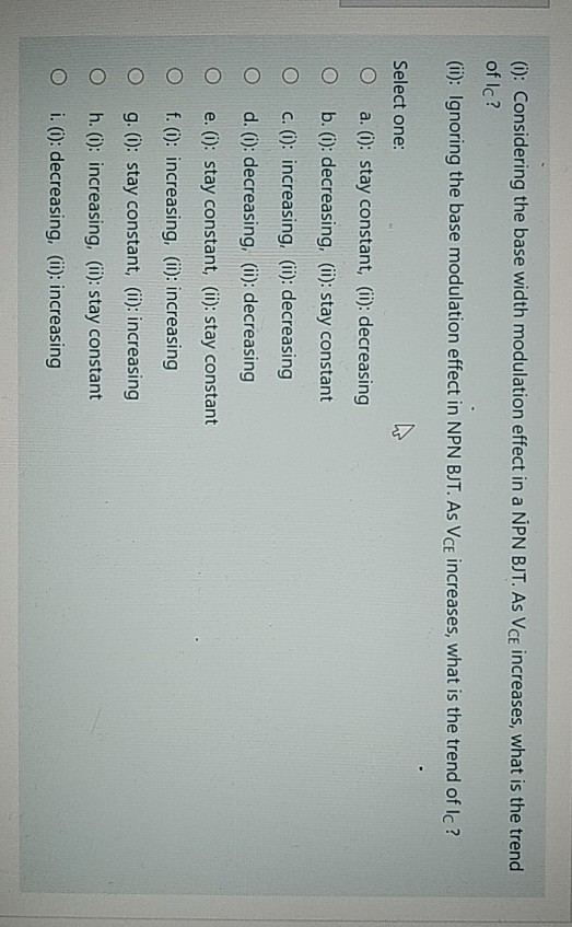 Solved (i): Considering the base width modulation effect in | Chegg.com
