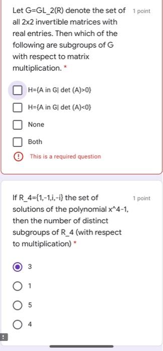 Solved Let G=GL_2(R) denote the set of 1 point all 2x2 | Chegg.com Solved Let G=GL_2(R) denote the set of 1 point all 2x2 | Chegg.com