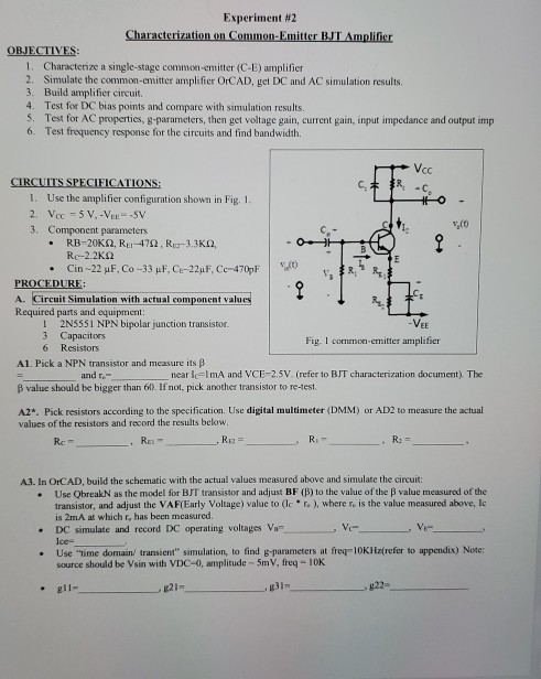 Experiment #2 Characterization on Common-Emitter BJT | Chegg.com